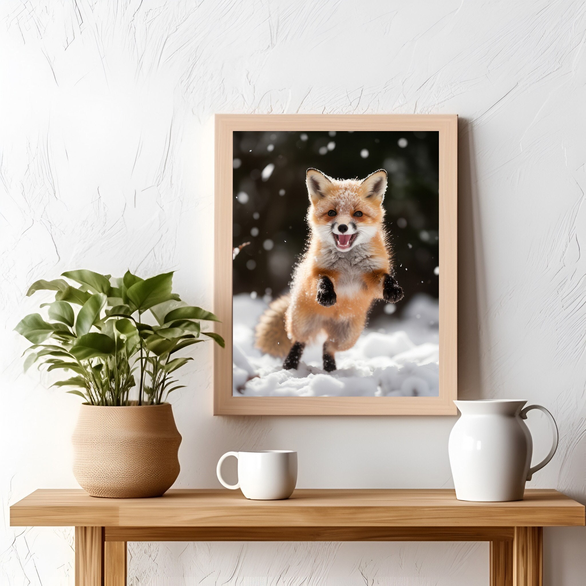 Cute Fox Digital Print Animal Printable Forest Wall Art Decor Artwork ...