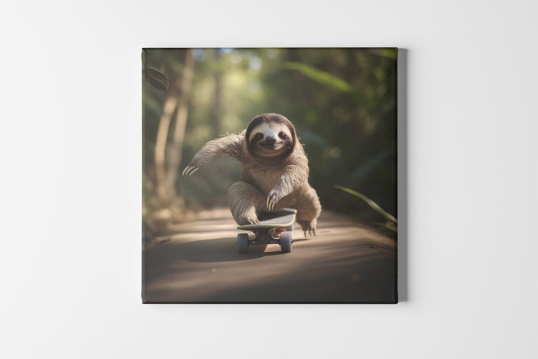 Ready to Hang SLOTH CANVAS Large Horizontal Framed POSTER Wall Art ...