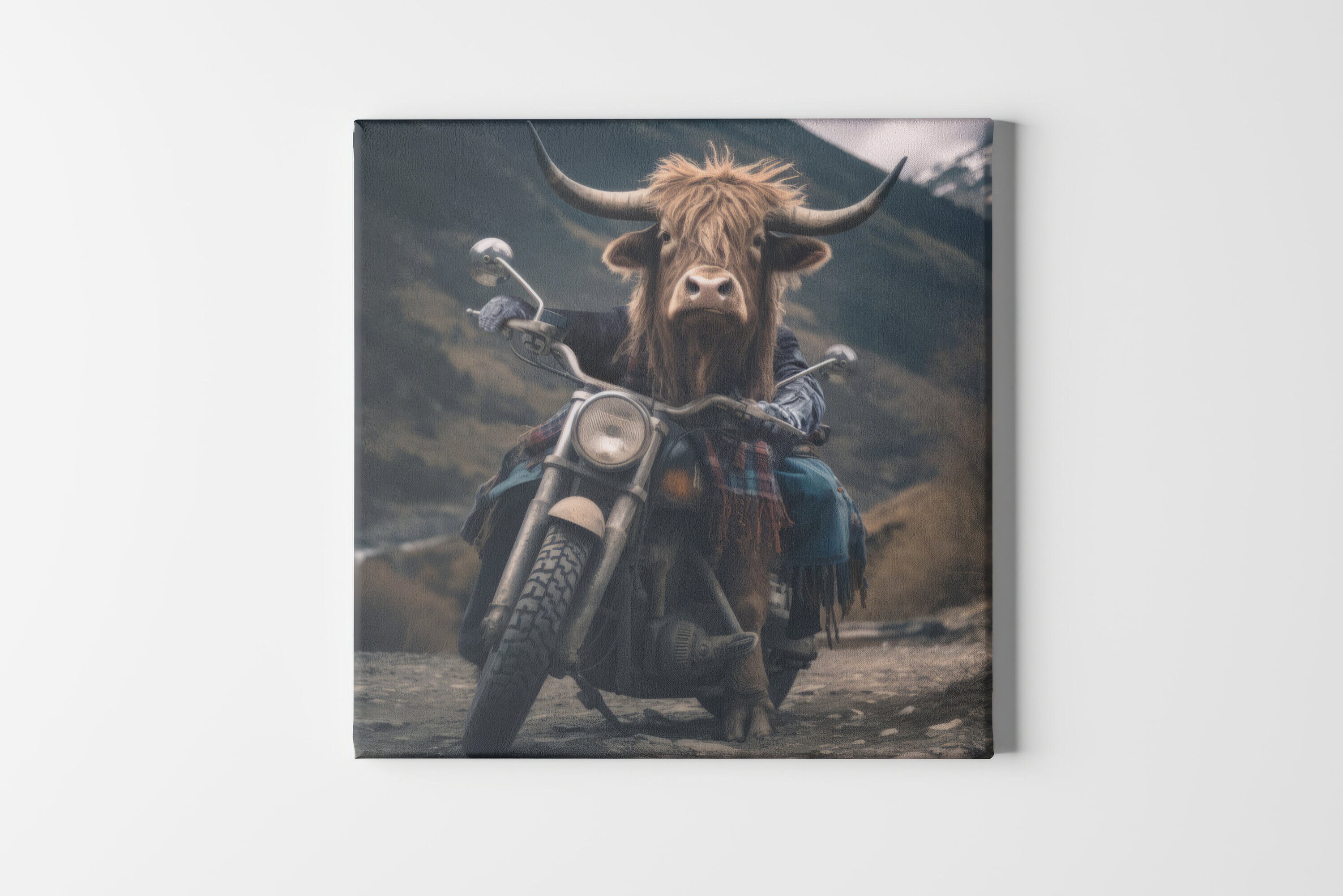 Highland Cow on Motorcycle Digital Print Funny Animal Poster Printable ...