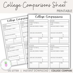 College Comparison Chart Template