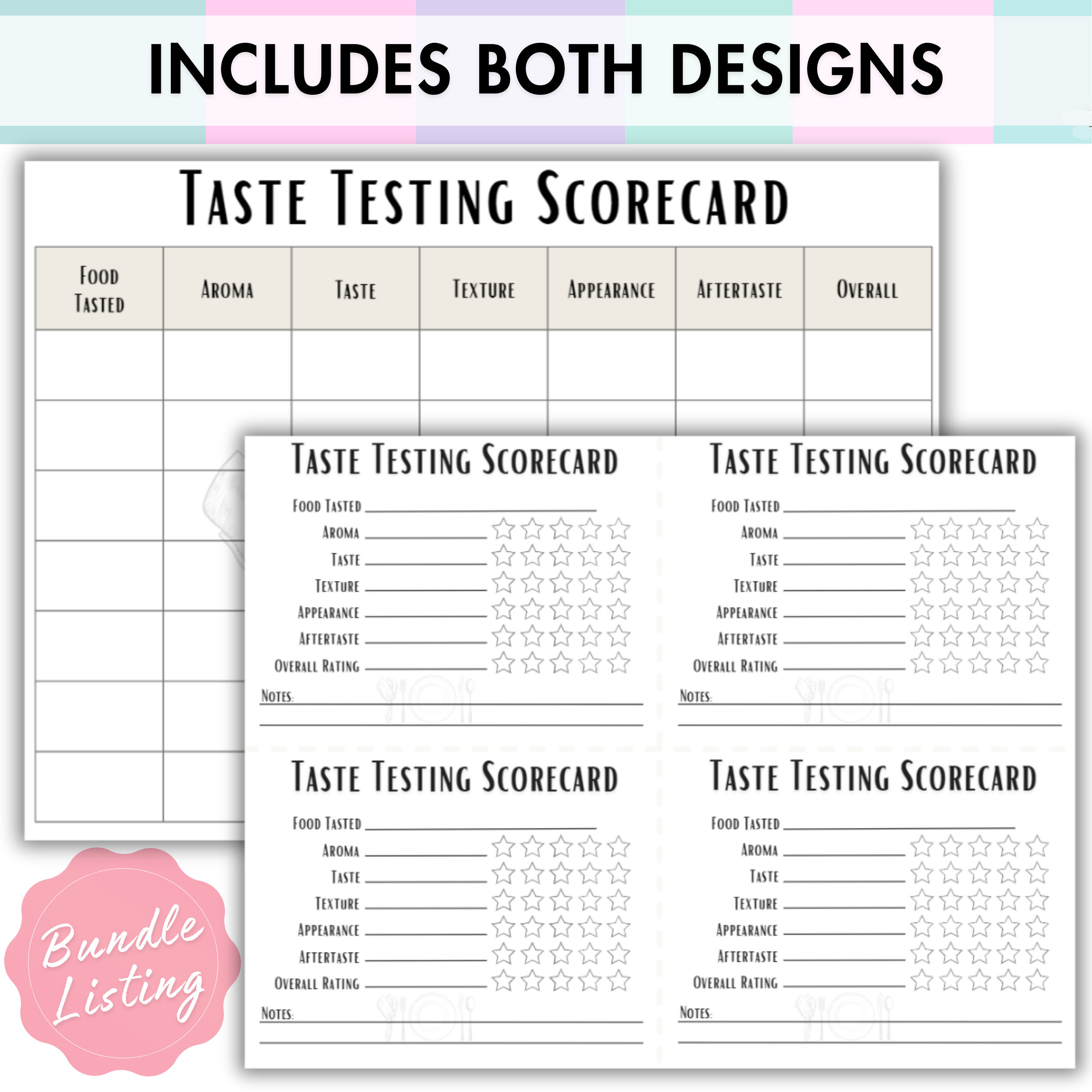 Taste Testing Scorecard Printable, Cookoff, Tasting Party, Taste Test ... Taste Testing Scorecard Printable, Cookoff, Tasting Party, Taste Test ...