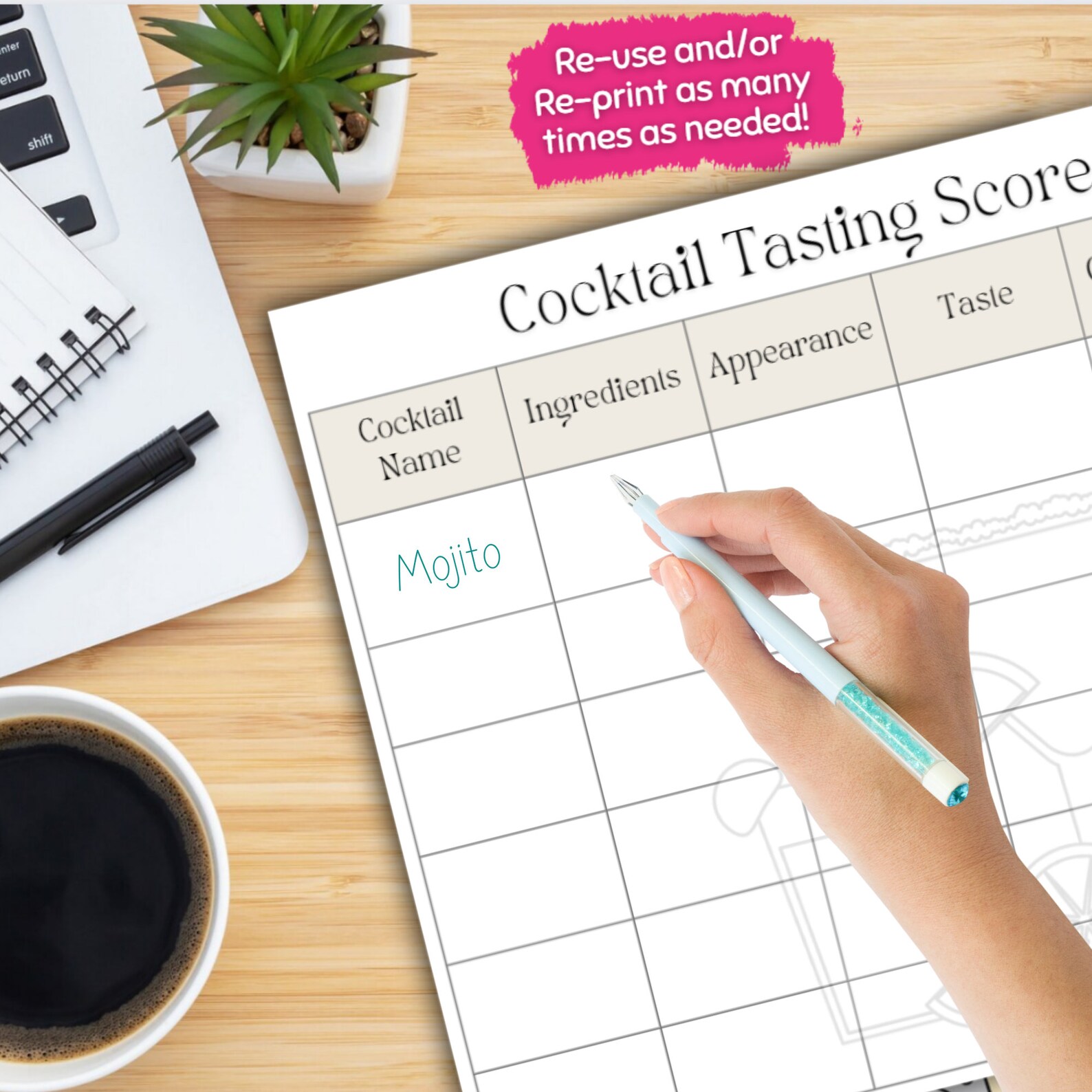 Cocktail Tasting Scorecard Printable Template Cocktail Party - Etsy