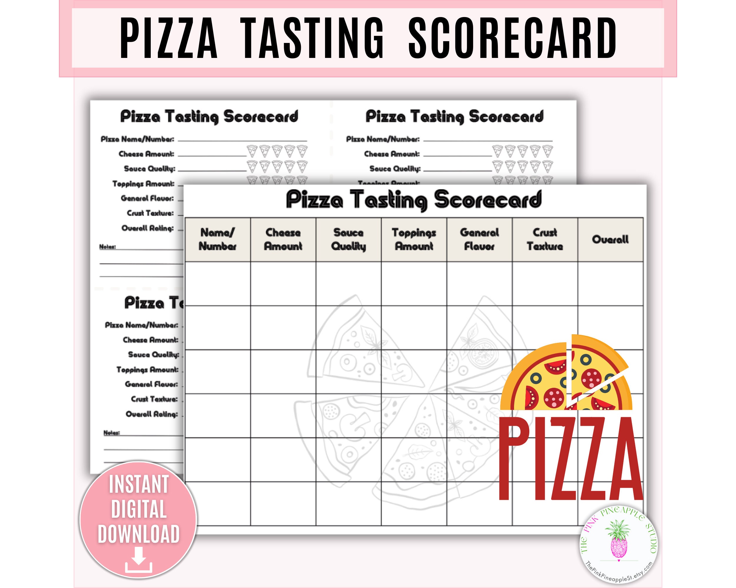 Pizza Tasting Scorecard Printable Template, Party Food Tasting Game ...