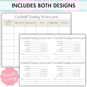 Cocktail Tasting Scorecard Printable Template, Cocktail Party, Fun ...