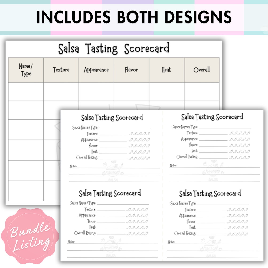Salsa Tasting Scorecard Printable Template, Party Food Tasting Game ...