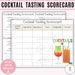 Cocktail Tasting Scorecard Printable Template, Cocktail Party, Fun ...