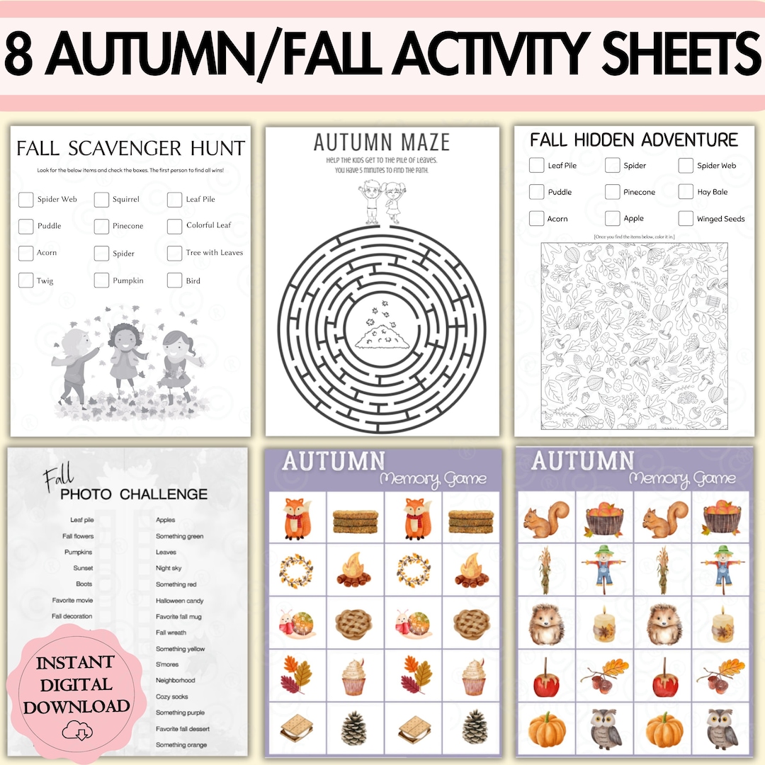 Fall Activity Bundle Printables, Fall Games, Fall Activities, Autumn ...