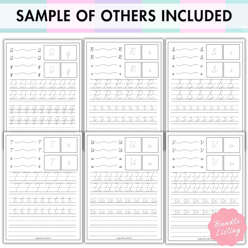 Cursive Handwriting Alphabet Practice Sheets, Printable Handwriting ...