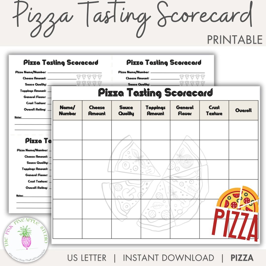 Pizza Tasting Scorecard Printable Template Party Food Tasting - Etsy