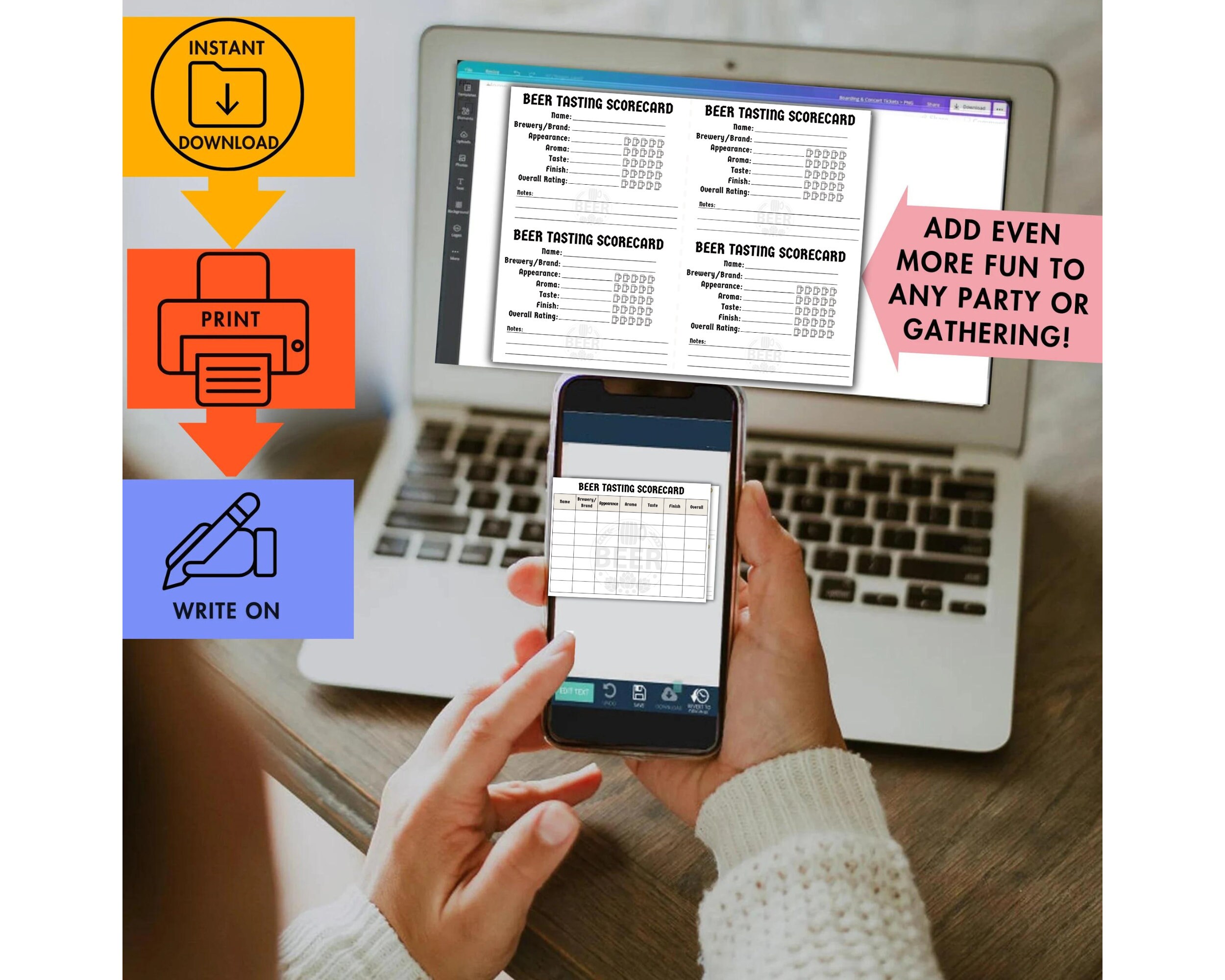 Beer Tasting Scorecard Printable Template, Beer Party Food Tasting Game ...