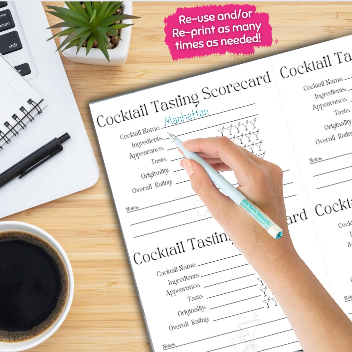 Cocktail Tasting Scorecard Printable Template, Cocktail Party, Fun ...