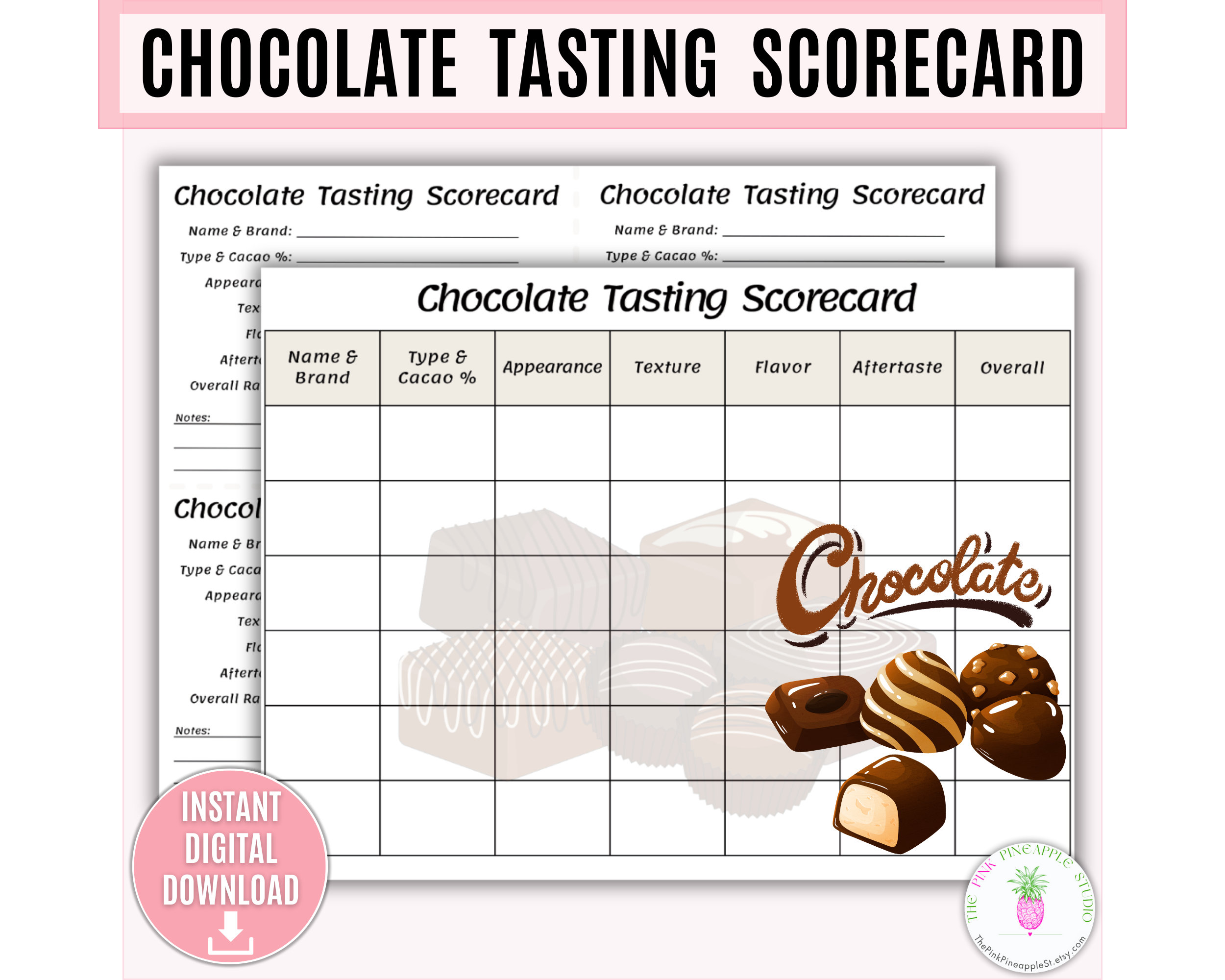 Chocolate Tasting Scorecard Printable, Chocolate Party, Chocolate ...