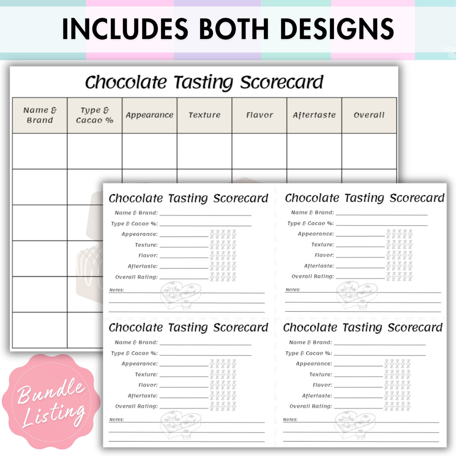 Chocolate Tasting Scorecard Printable, Chocolate Party, Chocolate ...