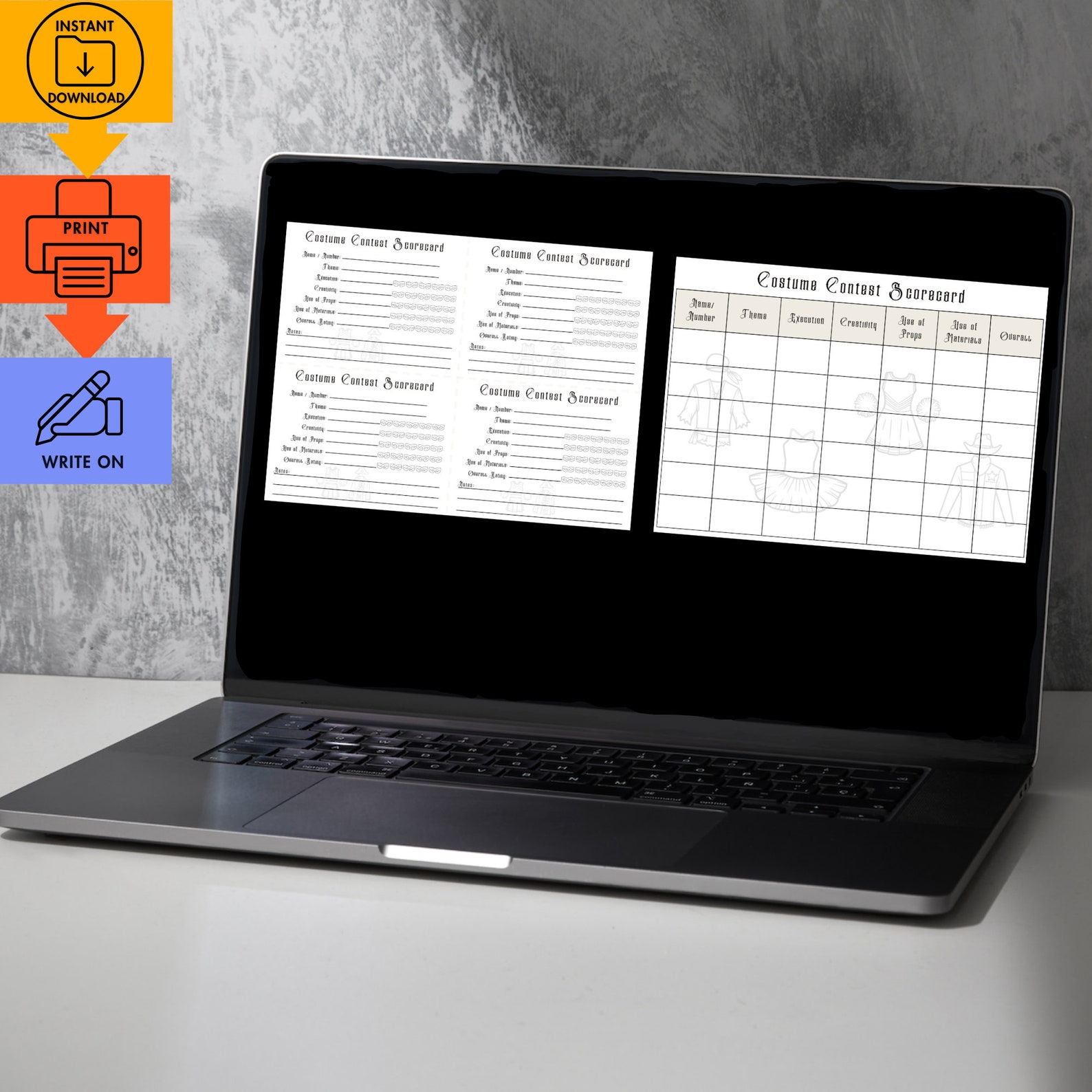 Costume Contest Scorecard Printable, Costume Design, Costume Evaluation ...