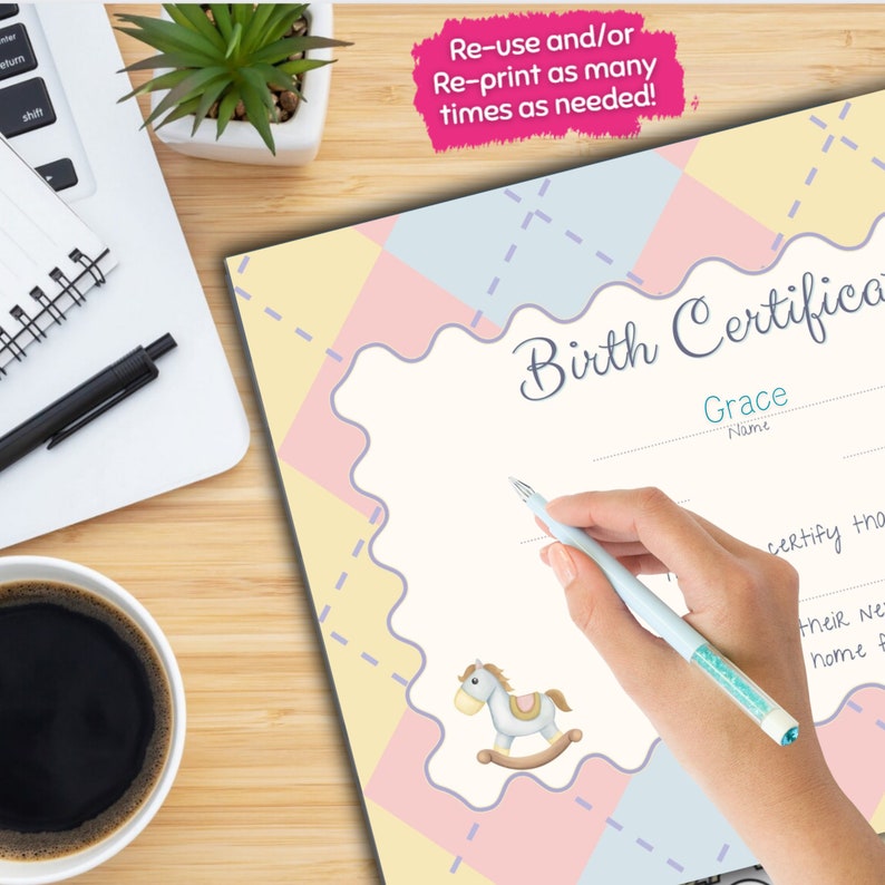 Doll Birth Certificate Printable, Custom Certificate, Baby Doll ...