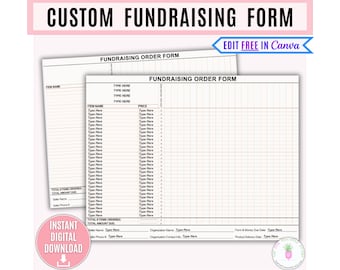 Editable Fundraising Form Printable, Sponsorship Form, Custom ...