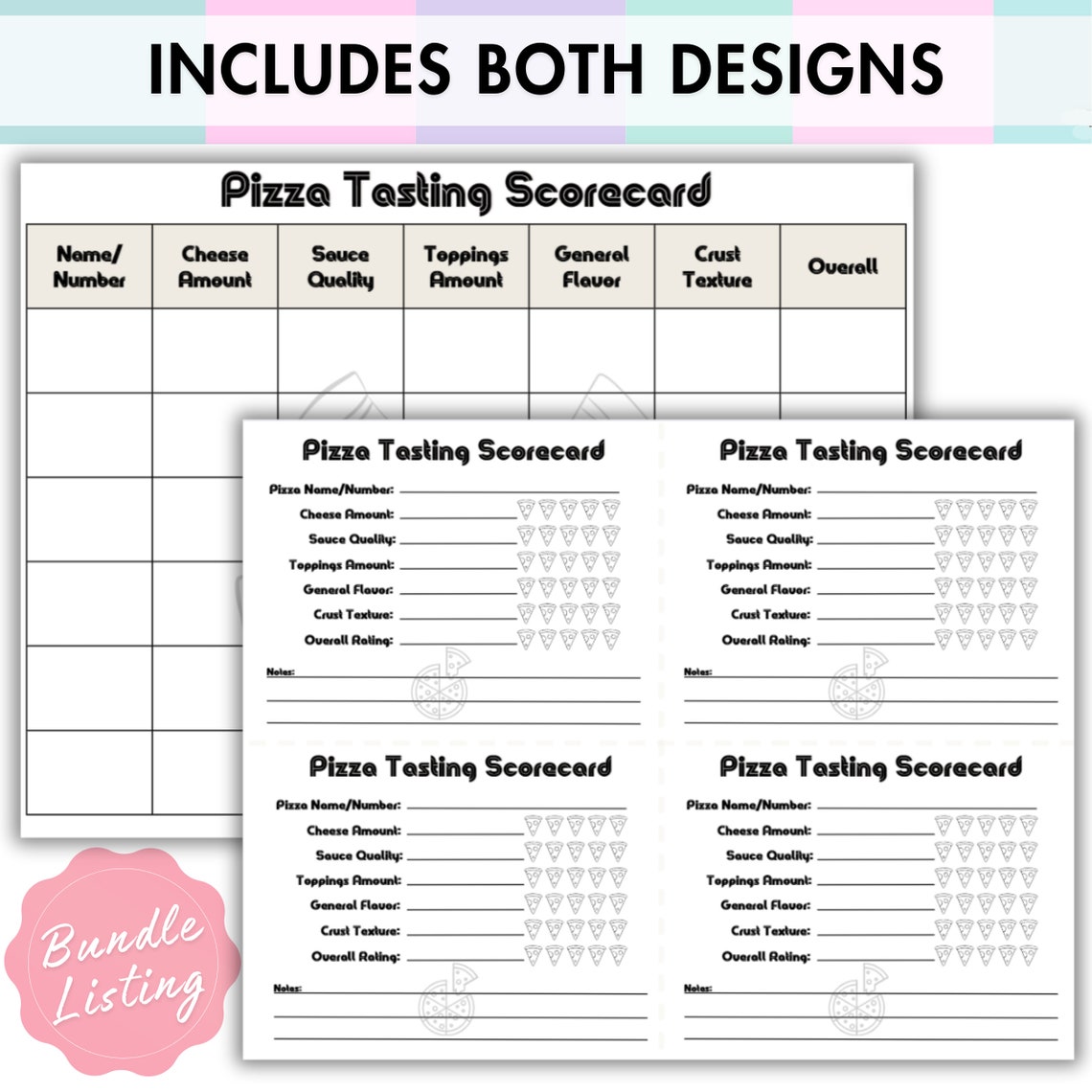 Pizza Tasting Scorecard Printable Template, Party Food Tasting Game ...