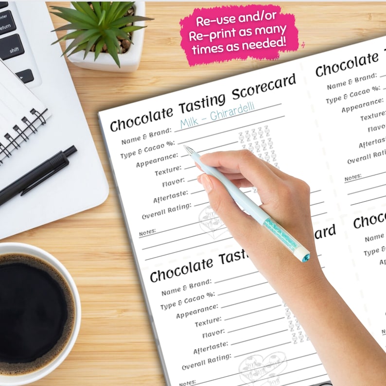 Chocolate Tasting Scorecard Printable, Chocolate Party, Chocolate ...
