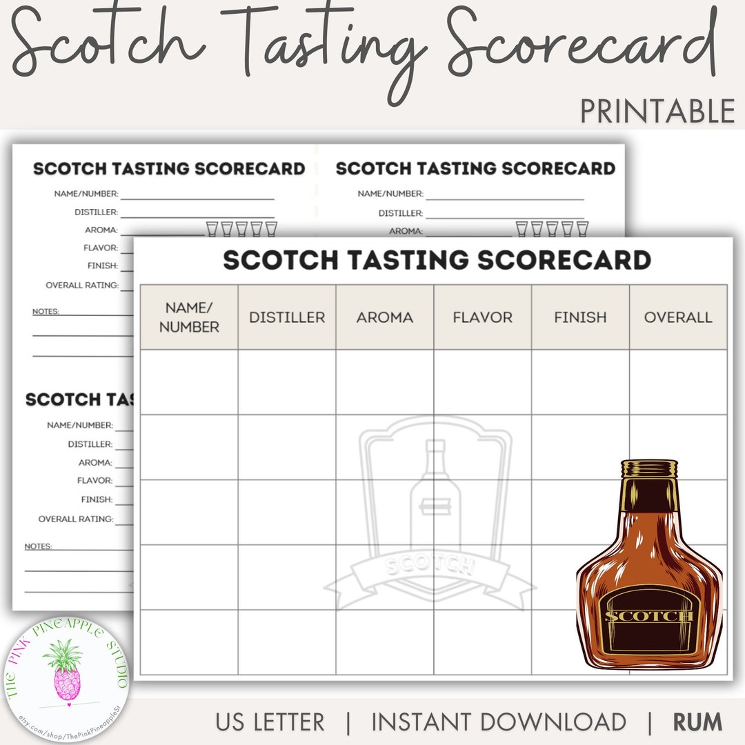 Scotch Tasting Scorecard Printable Scotch Party Scotch - Etsy