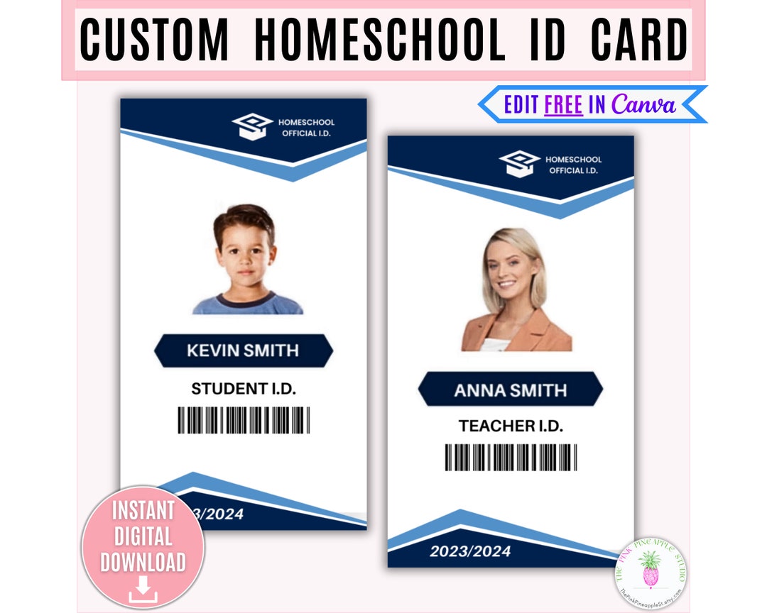 Homeschool Teacher & Student Identification Card Editable Printable ...