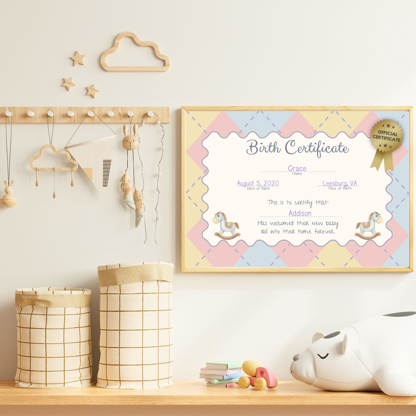 Doll Birth Certificate Printable, Custom Certificate, Baby Doll ...