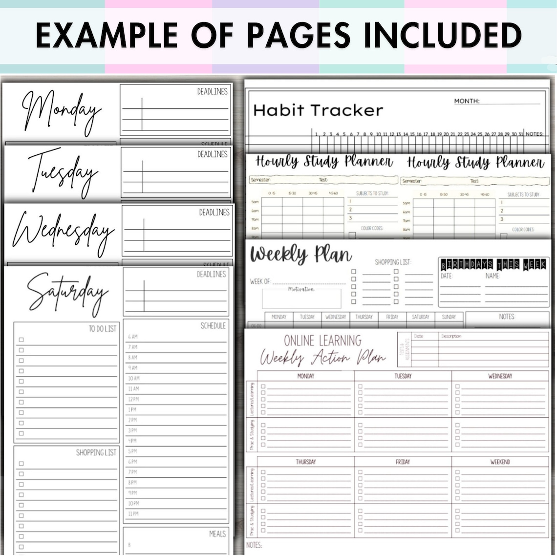 Student Academic Planner Printable Bundle, Student Organizer, College ...