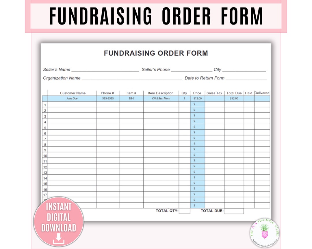 Fundraising Form Printable Template, Sponsorship Form, Fundraiser Form ...