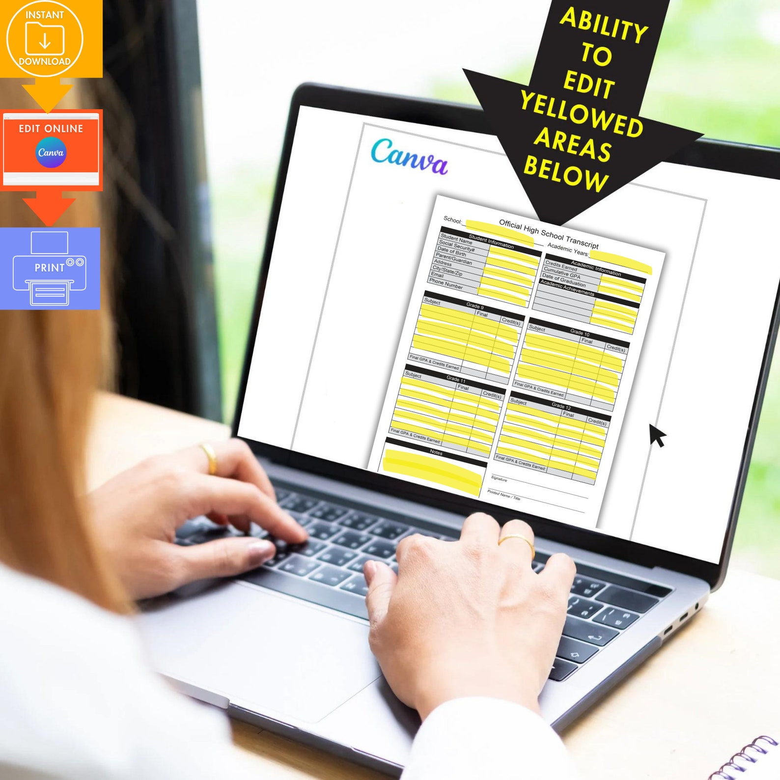 High School Transcript Editable, Homeschool Printable, Homeschool ...