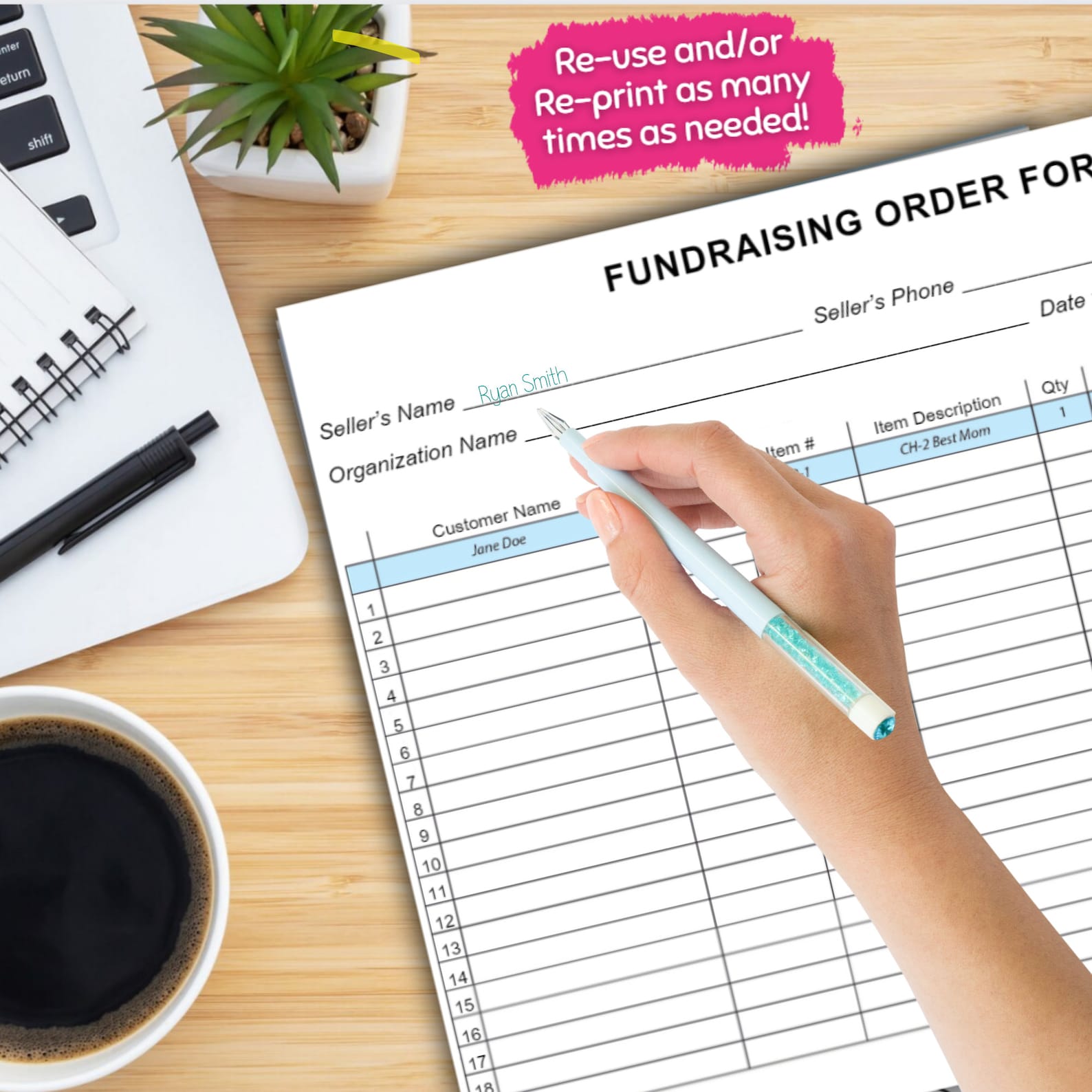 Fundraising Form Printable Template, Sponsorship Form, Fundraiser Form ...