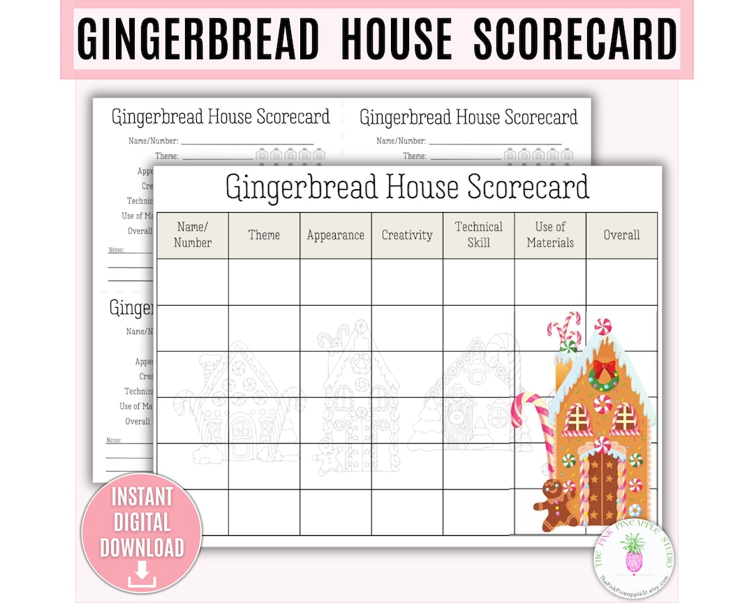 Gingerbread House Scorecard Printable, Gingerbread House Contest ...