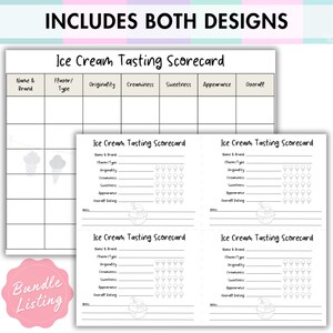 Ice Cream Tasting Scorecard Printable, Ice Cream Party, Ice Cream ...