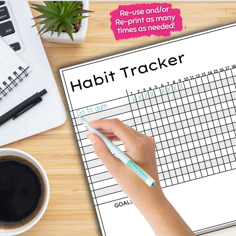 Habit Tracking Printable Chart, Daily Weekly Monthly Tracker, Chore ...