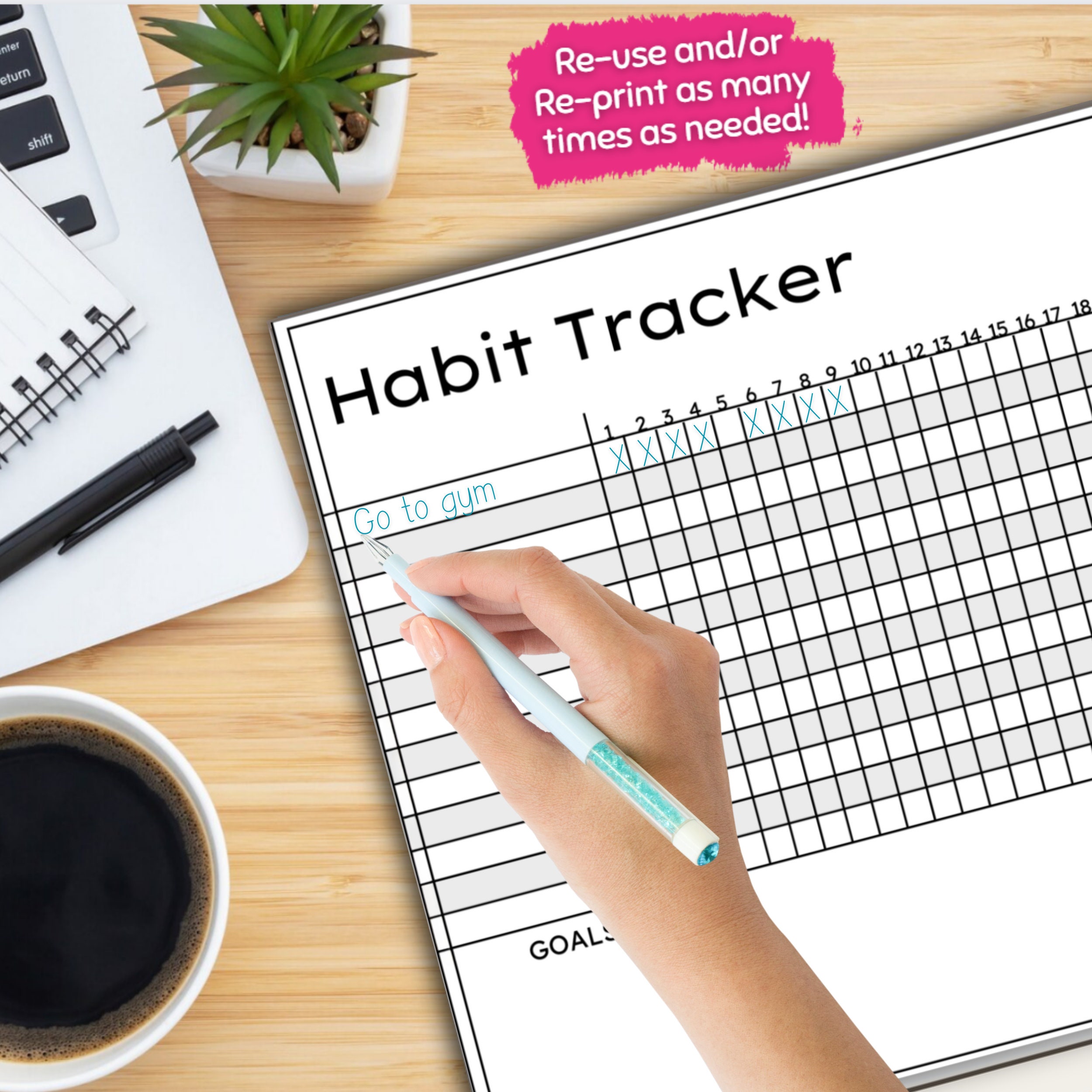 Habit Tracking Printable Chart, Daily Weekly Monthly Tracker, Chore ...