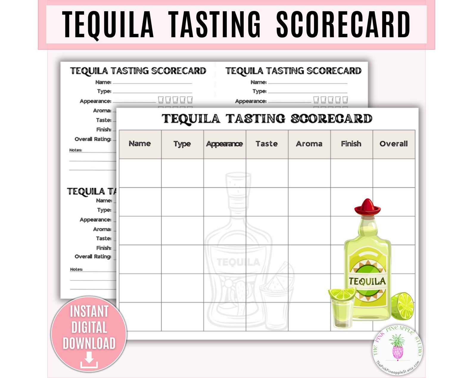 Tequila Tasting Scorecard Printable Template, Tequila Party, Party Game ...