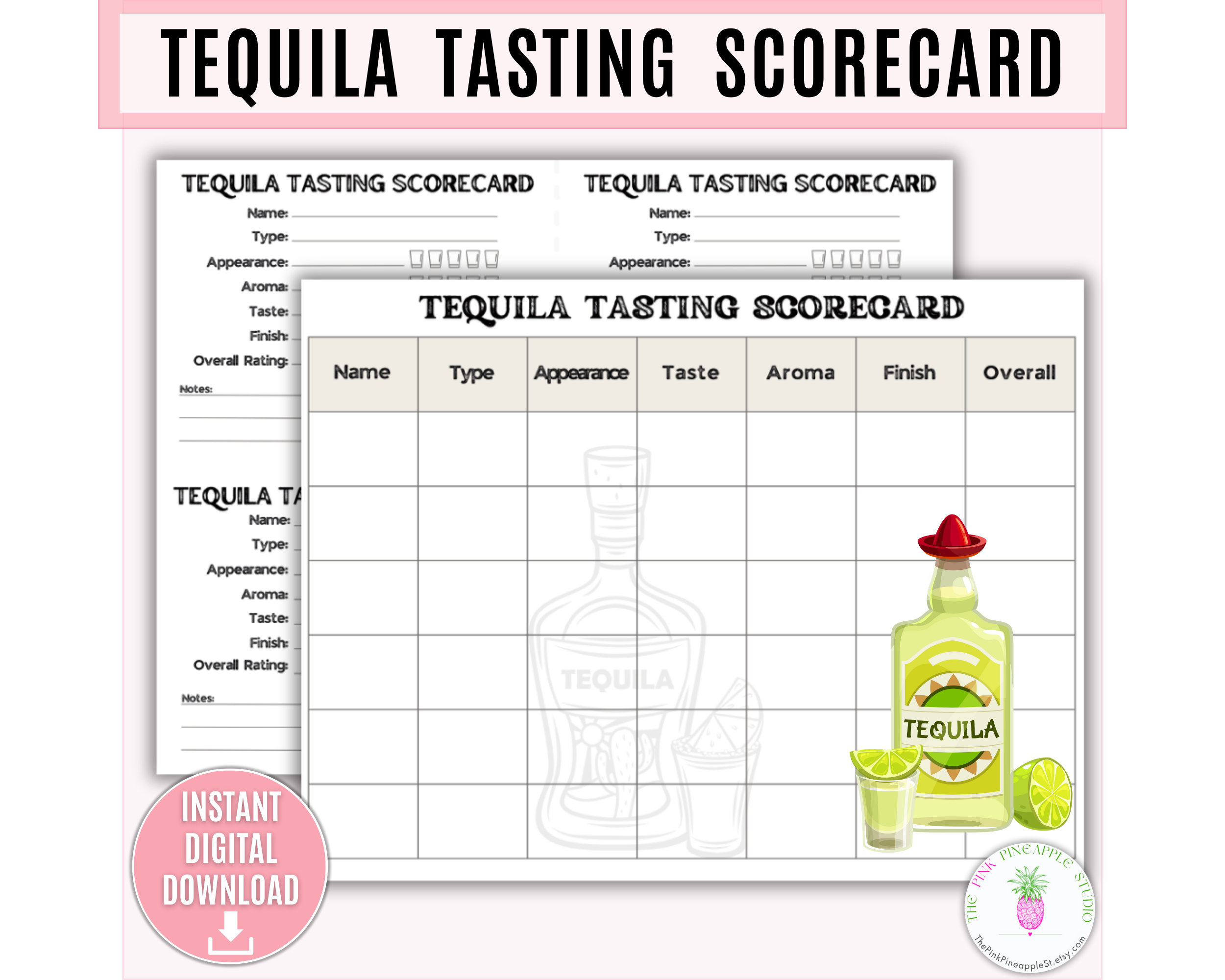 Tequila Tasting Scorecard Printable Template, Tequila Party, Party Game ...