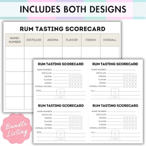 Rum Tasting Scorecard Printable, Rum Party, Rum Flight, Rum Evaluation ...