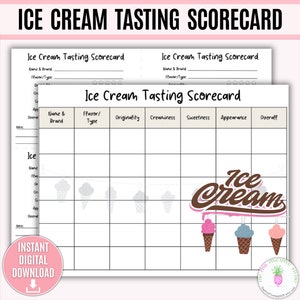 Ice Cream Tasting Scorecard Printable, Ice Cream Party, Ice Cream ...