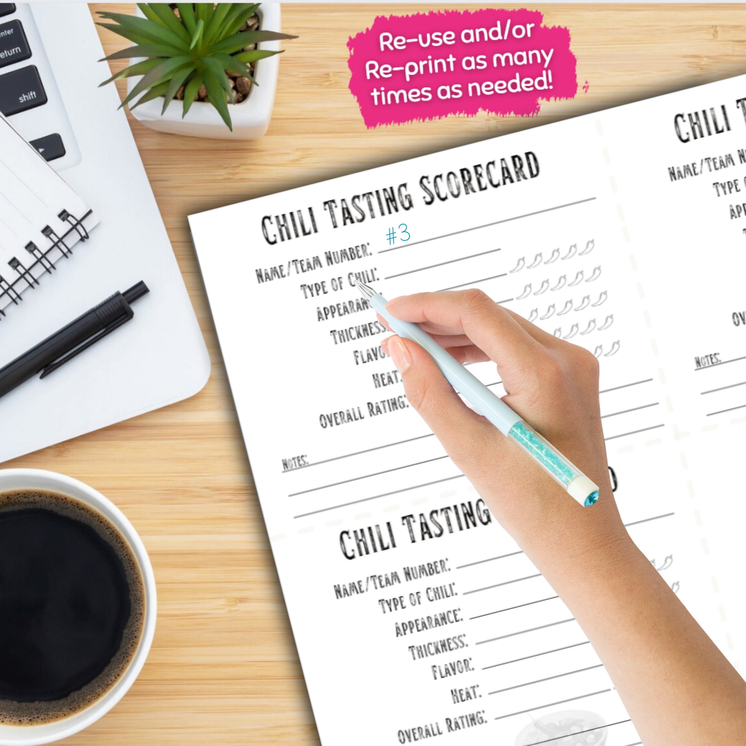 Chili Tasting Scorecard Printable Template, Chili Party, Party Food ...
