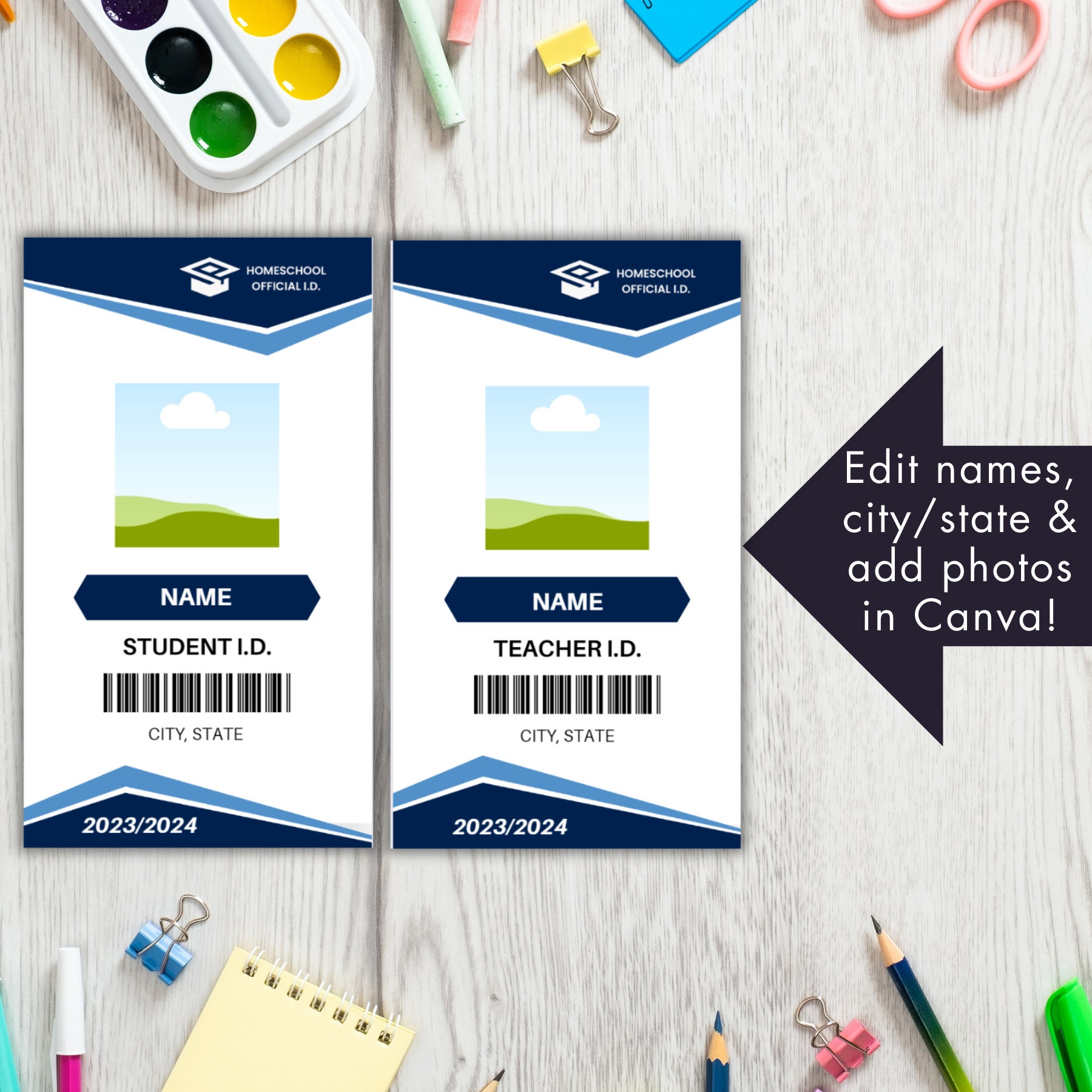 Homeschool Teacher & Student Identification Card Editable - Etsy