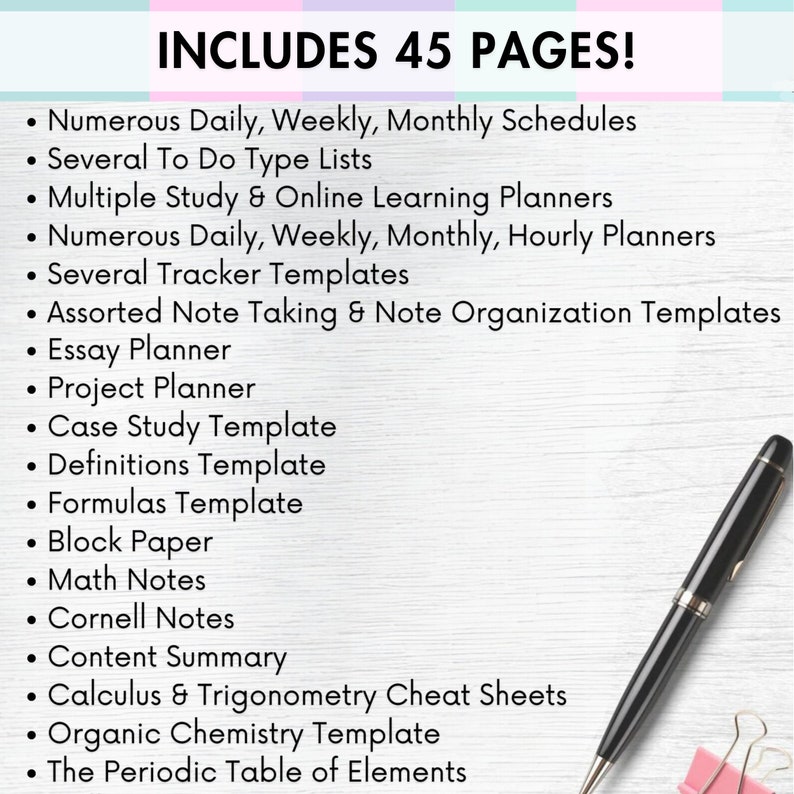 Student Academic Planner Printable Bundle, Student Organizer, College ...