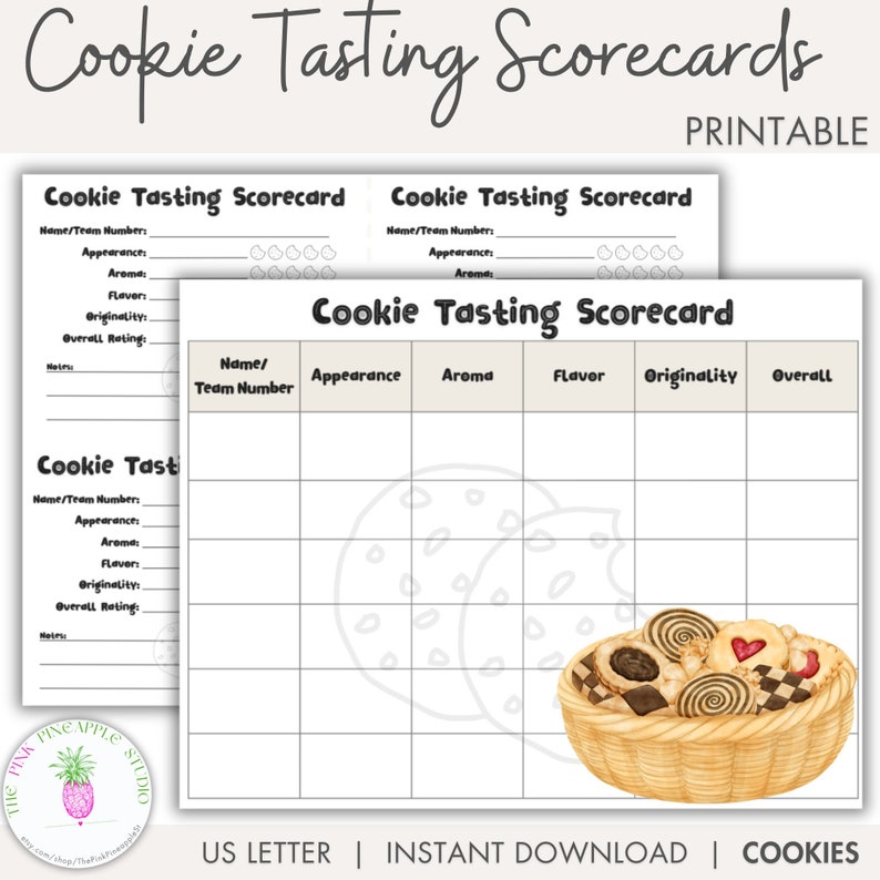 Cookie Tasting Scorecard Printable Template Cookie Party - Etsy