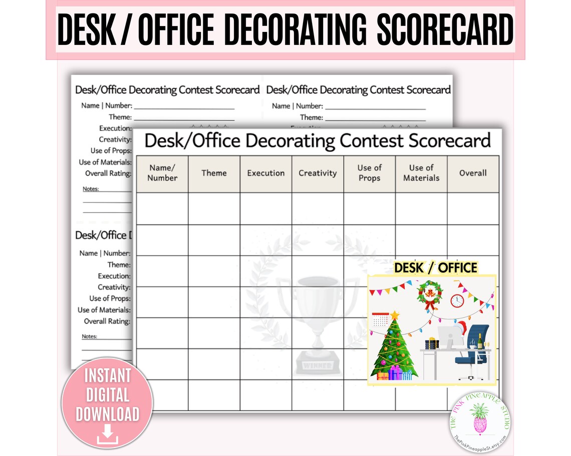 Desk or Office Decorating Contest Scorecard Printable, Desk Contest ...