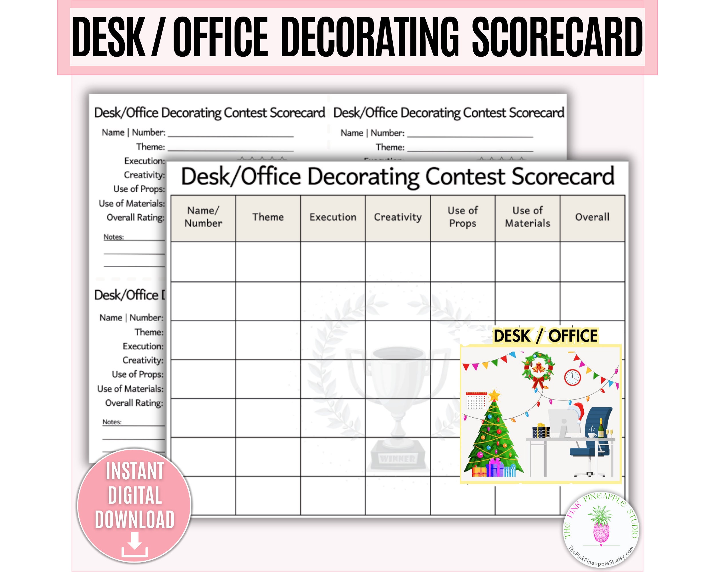 Desk or Office Decorating Contest Scorecard Printable, Desk Contest ...