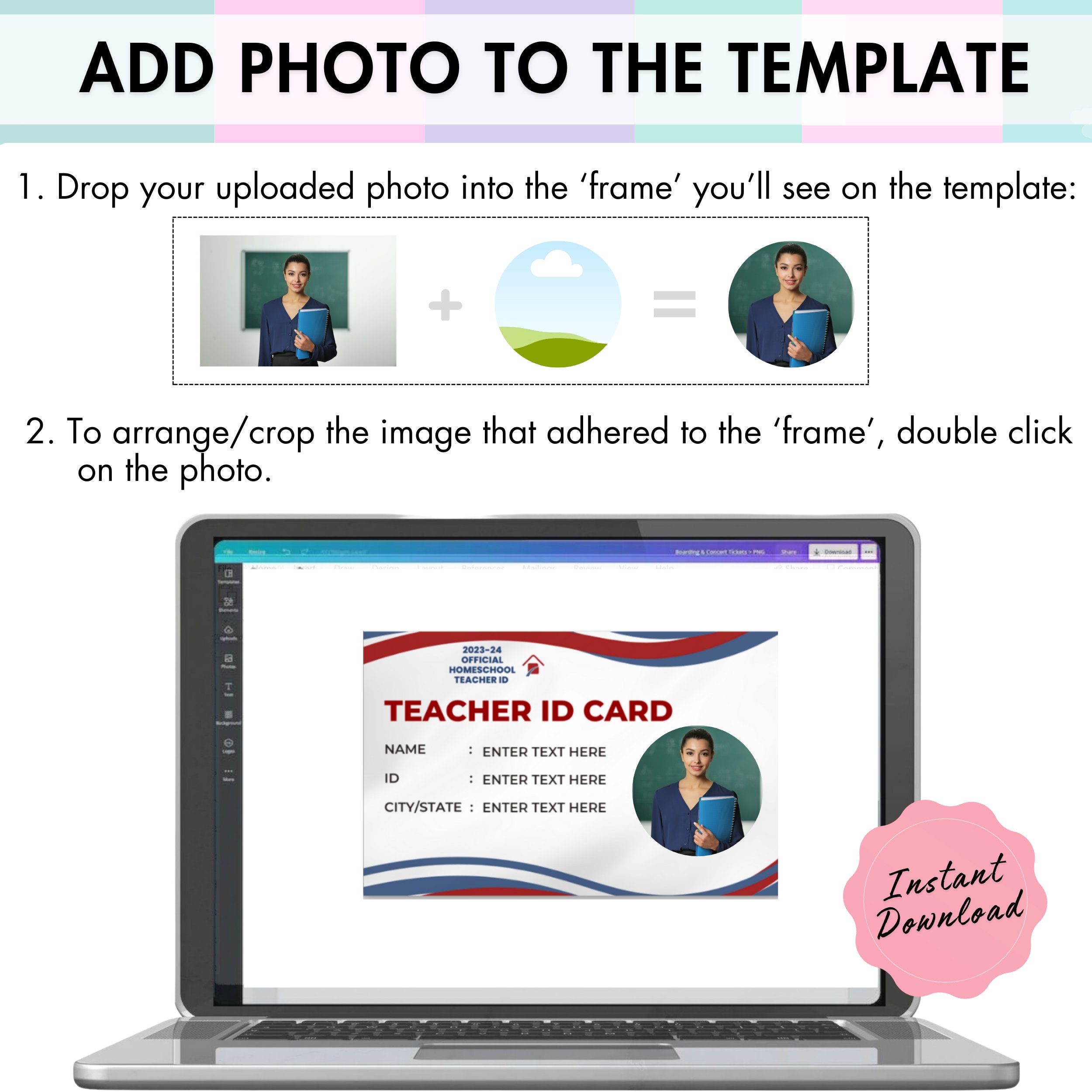 Homeschool Teacher & Student Identification Card Editable Printable ...