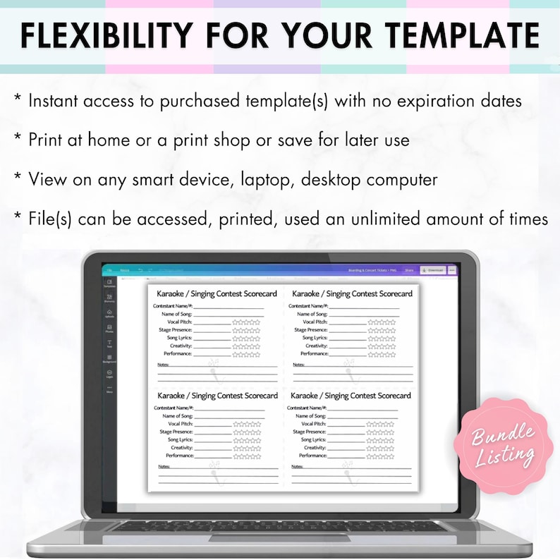 Karaoke Singing Contest Scorecard Printables, Talent Show Judging ...