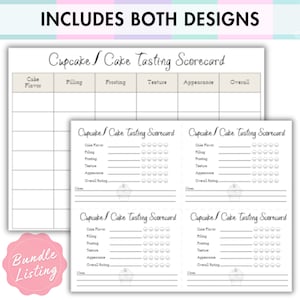 Cupcake Cake Tasting Scorecard Printable Template, Bakeoff, Tasting ...
