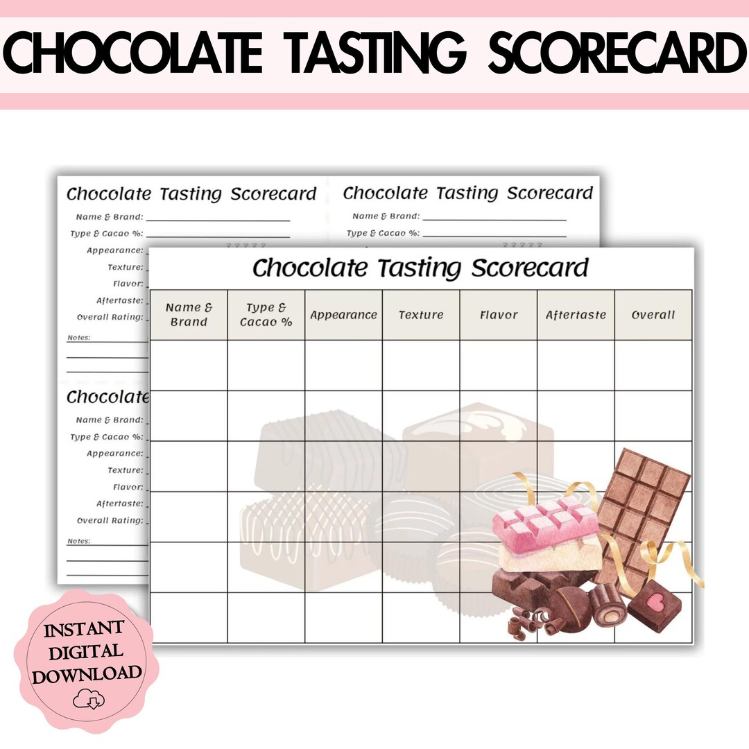 Chocolate Tasting Scorecard Printable Chocolate Party - Etsy
