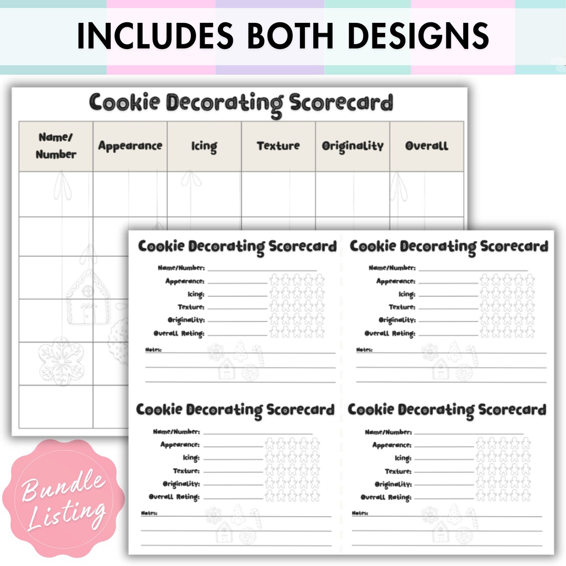 Cookie Decorating Contest Scorecard Printable, Cookie Decoration Party ...