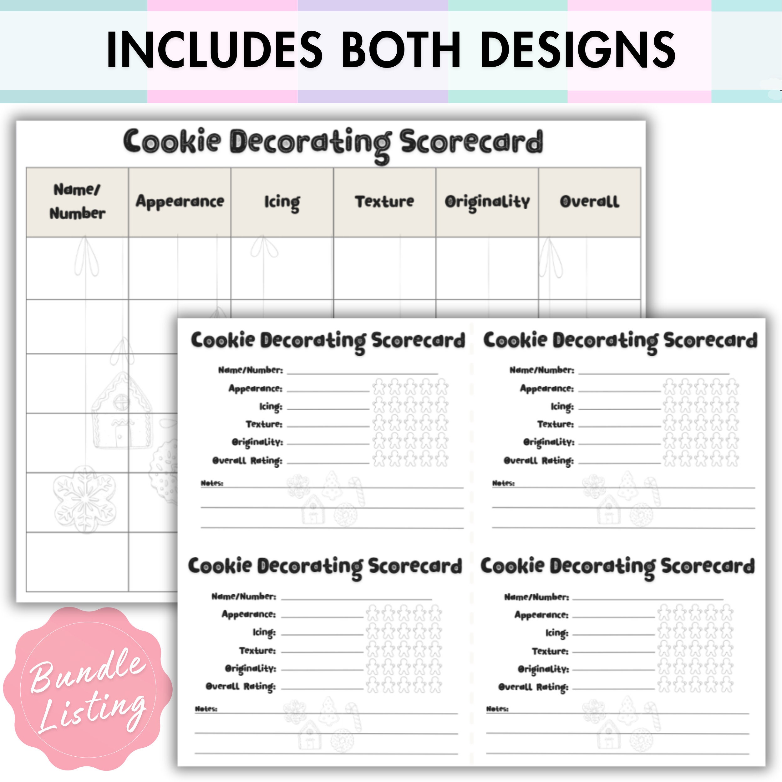 Cookie Decorating Contest Scorecard Printable, Cookie Decoration Party ...