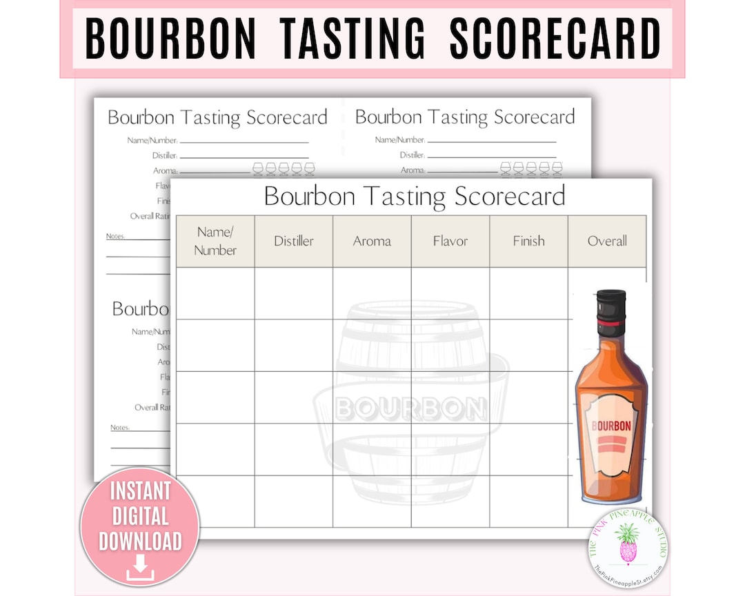 Bourbon Tasting Scorecard Printable, Bourbon Party, Bourbon Flight ...